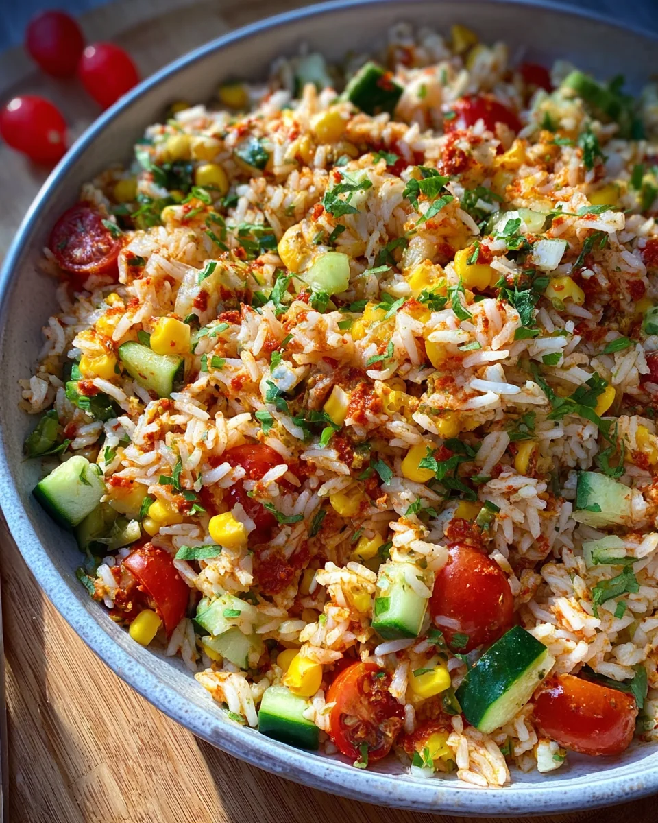 Bunter Reissalat mit Pesto Dressing